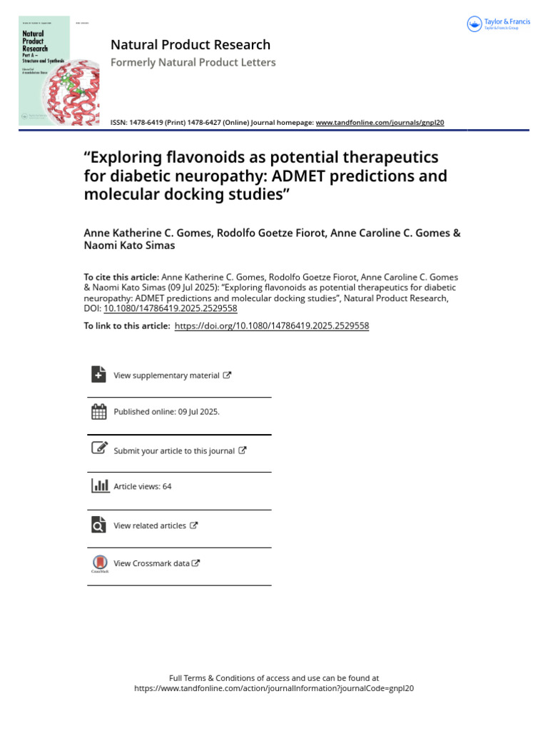 Exploring flavonoids as potential therapeutics for diabetic neuropathy ...