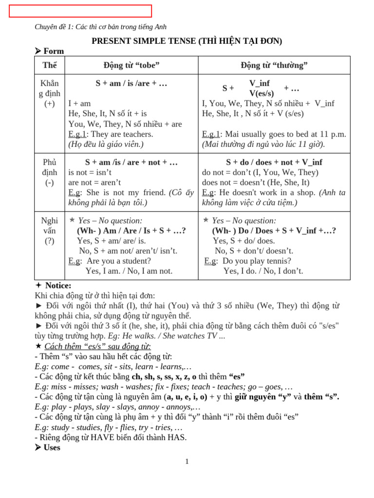 Present Simple Tense | PDF