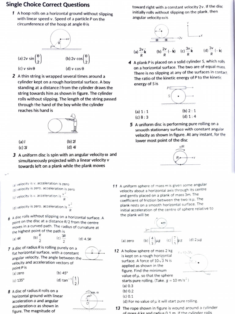 Rolling Motion Practice (1) | PDF | Velocity | Kinetic Energy