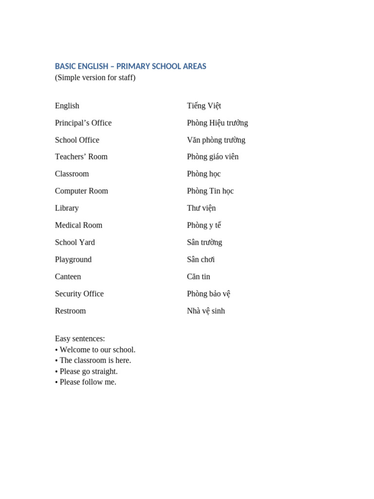 Primary School Handout Simple A4 | PDF