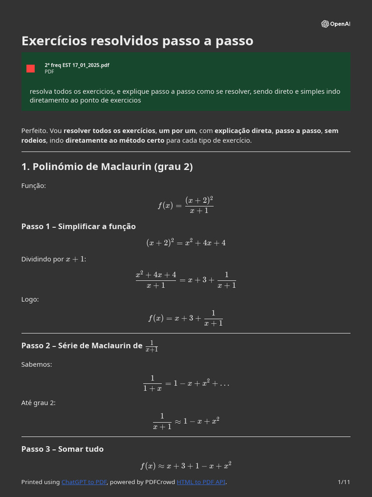 Exercícios Resolvidos Passo a Passo | PDF | Integrante | Derivado