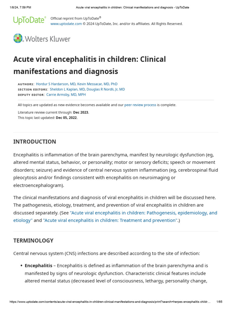Acute Viral Encephalitis in Children_ Clinical Manifestations and ...