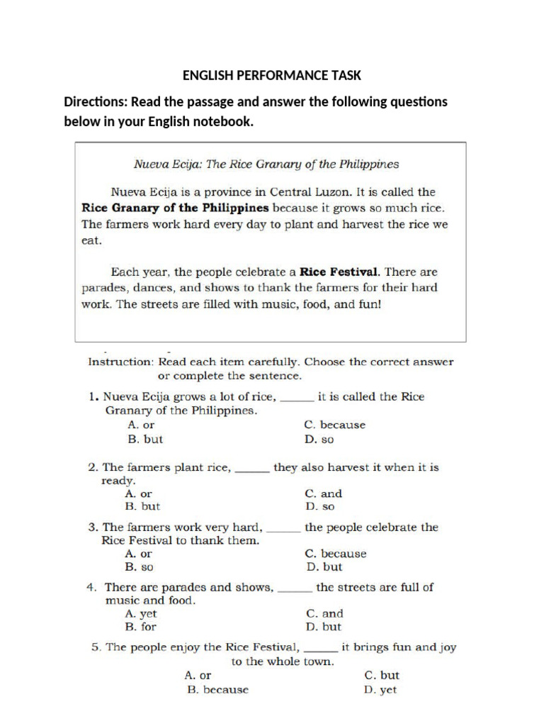English Performance Task (1) | PDF