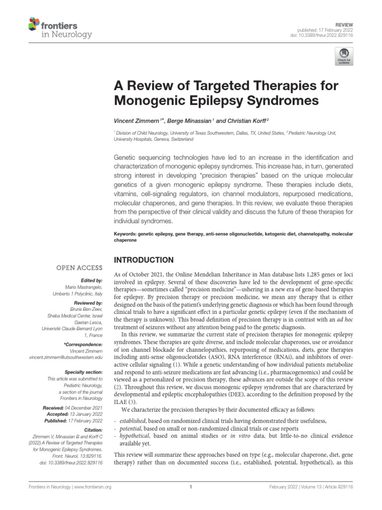 A Review of Monogenic Therapy | PDF | Epilepsy