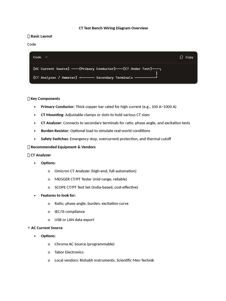CT Test Bench Wiring Diagram Guide | PDF
