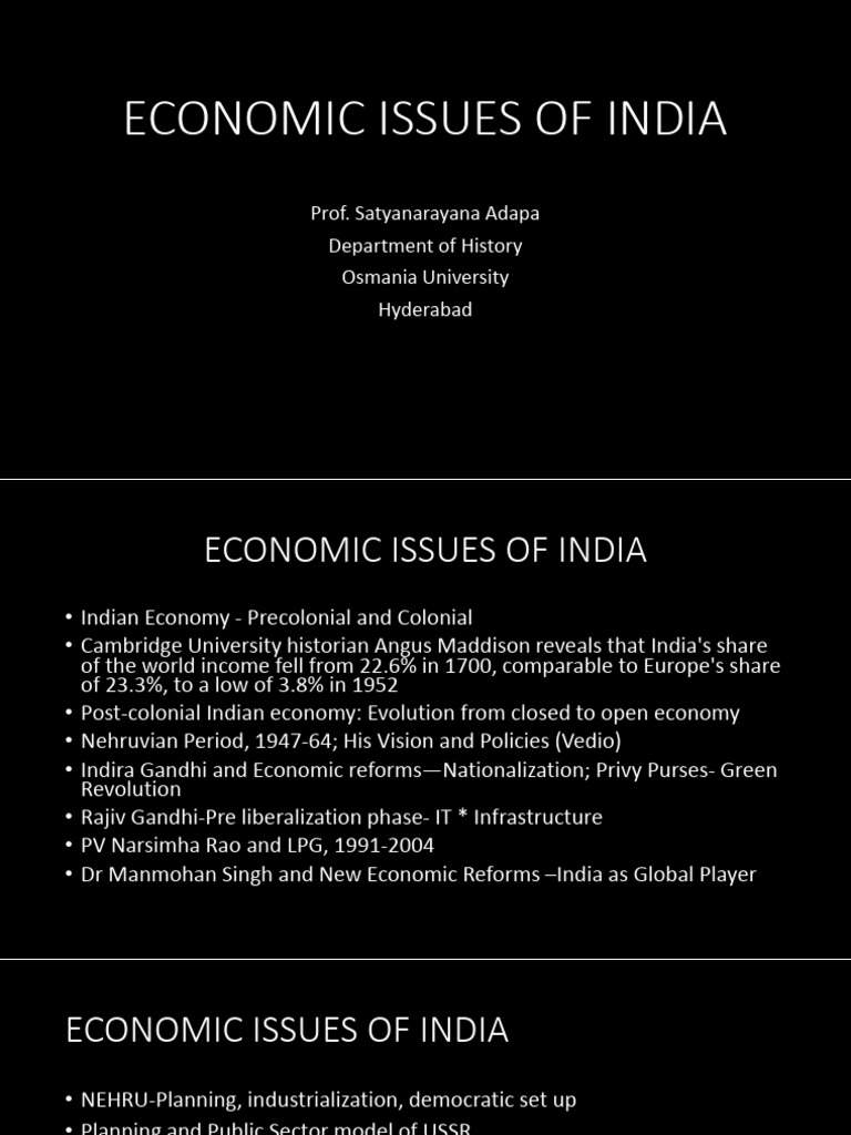 Economic Evolution of India: Key Issues | PDF | Economy Of India ...