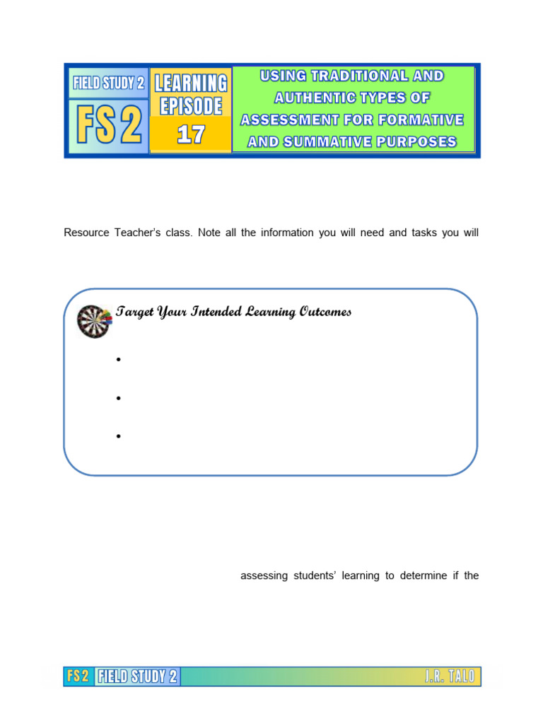 Field-Study-2-Learning-Episode-17 | PDF | Educational Assessment ...