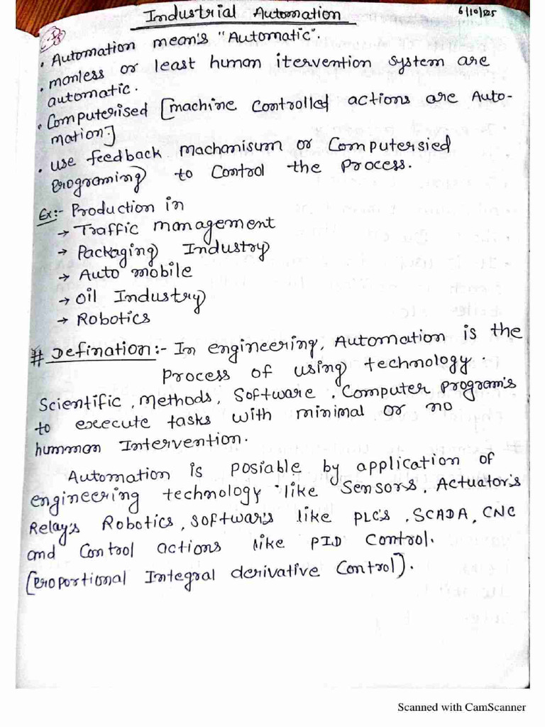 Industrial Automation Notes (5th EE) | PDF