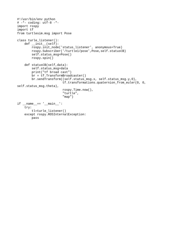ROS Turtle Pose Listener Code | PDF