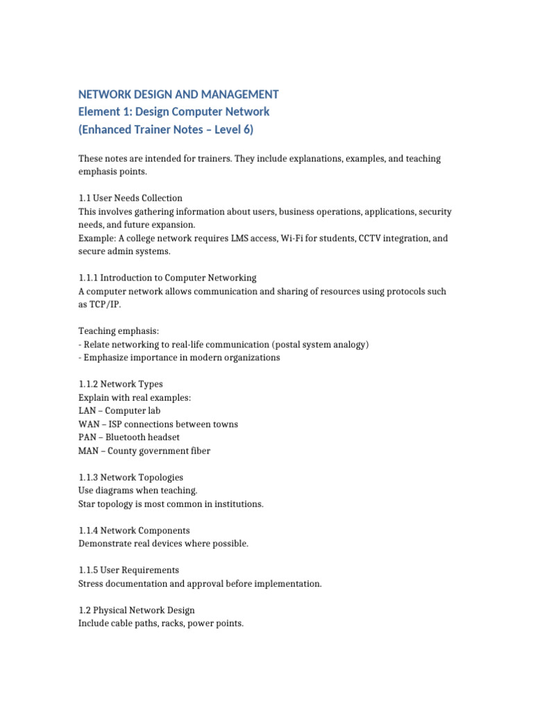 Element 1 Enhanced Trainer Notes | PDF