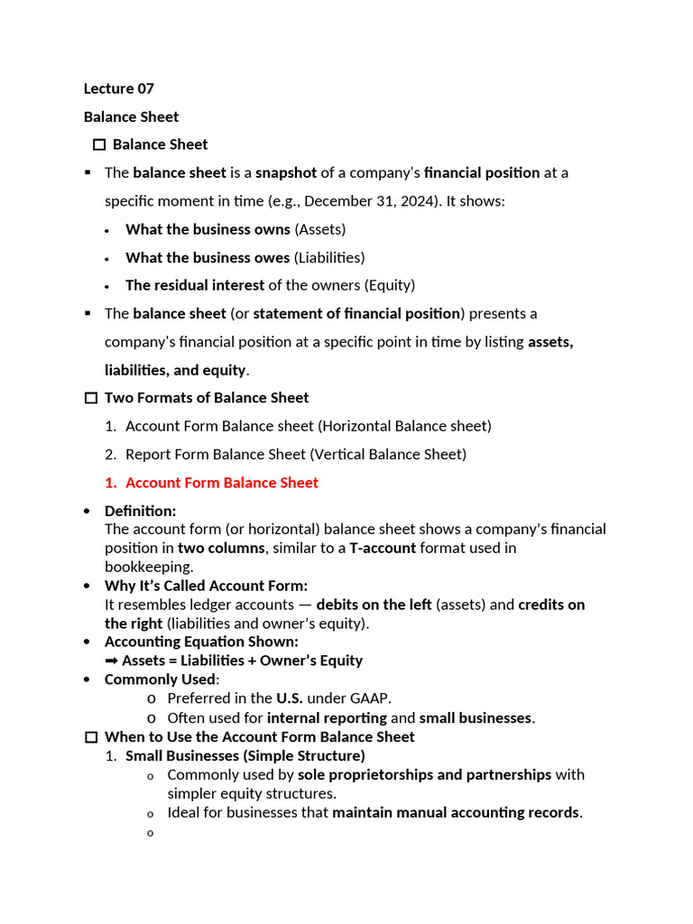 Understanding Balance Sheet Formats | PDF | Equity (Finance) | Balance ...
