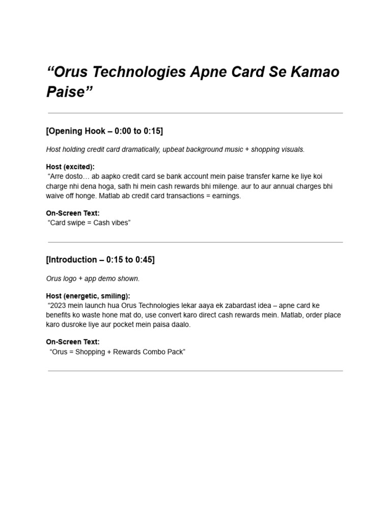 Orus Technologies Apne Card Se Kamao Paise | PDF | Banking | Economies