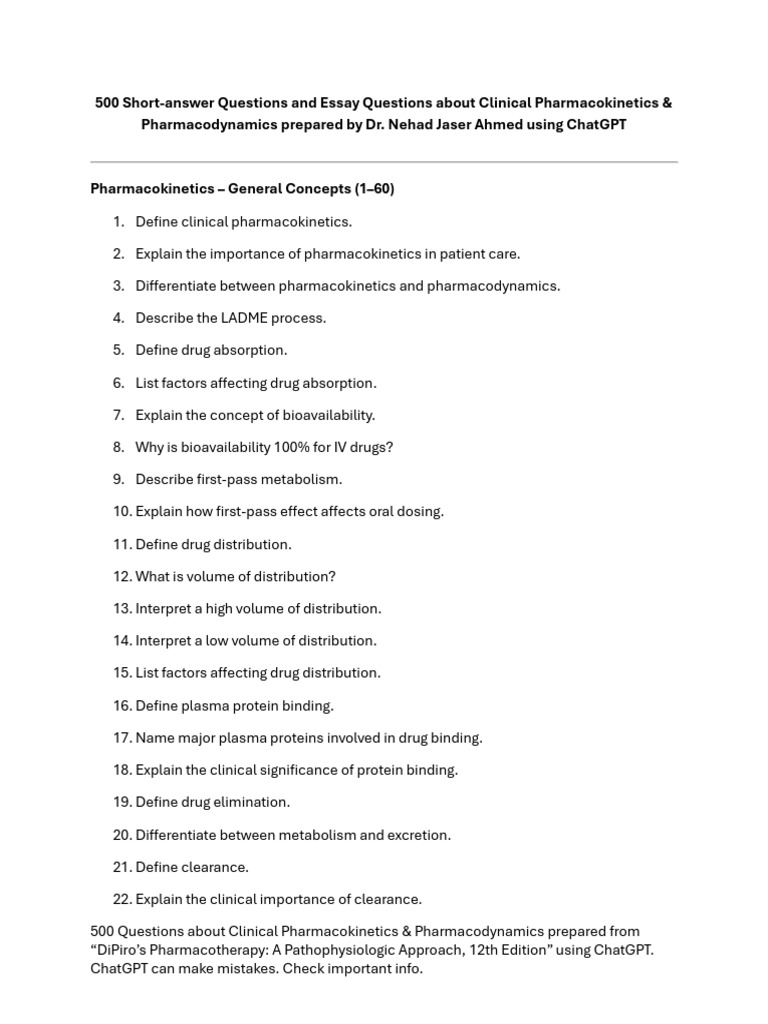500 Short-answer Questions and Essay Questions about Clinical ...