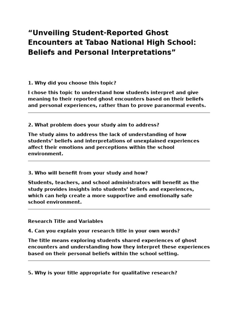 Title Defense Group 5 | PDF | Qualitative Research | Scientific Method