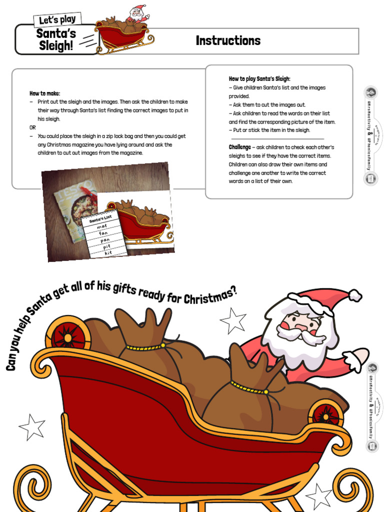 Fun Christmas Activity: Santa's Sleigh Game | PDF | Christmas