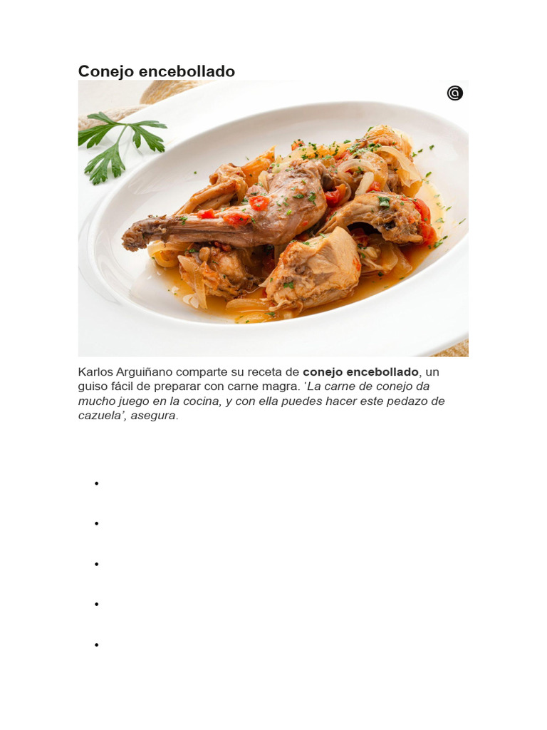 2025 10 06 Conejo Encebollado | PDF | Salsa | Caldo
