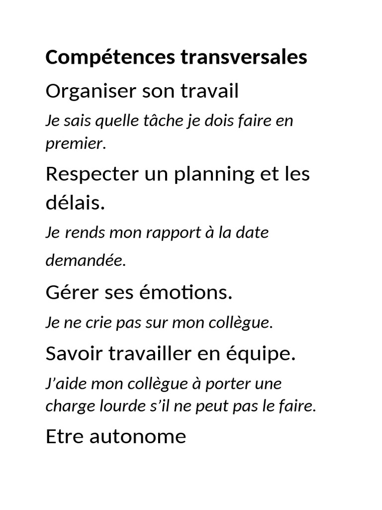Compétences Transversales | PDF