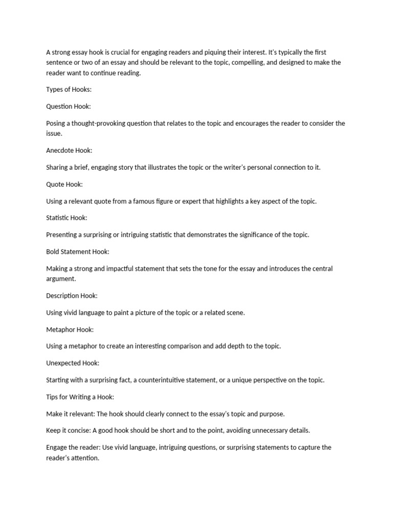 Effective Essay Hooks Explained | PDF
