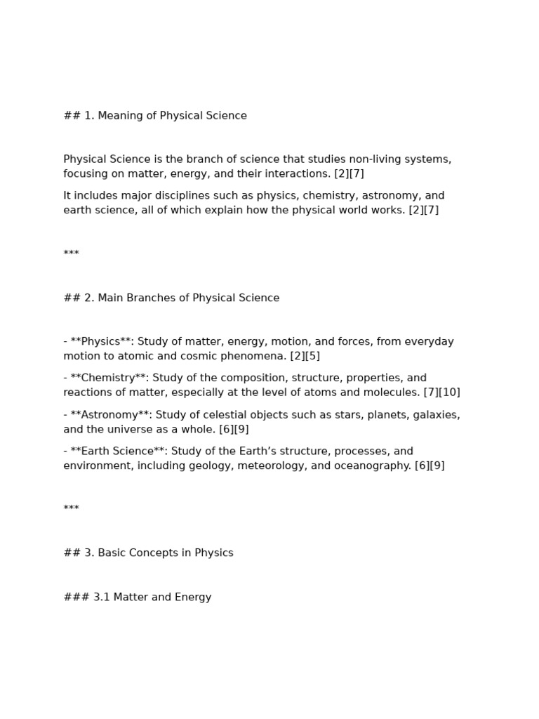 Overview of Physical Science Concepts | PDF | Chemical Substances | Force