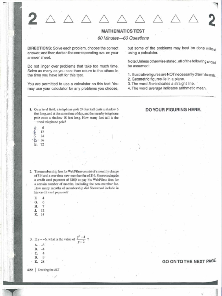 Act Practice Test Math 5 | PDF