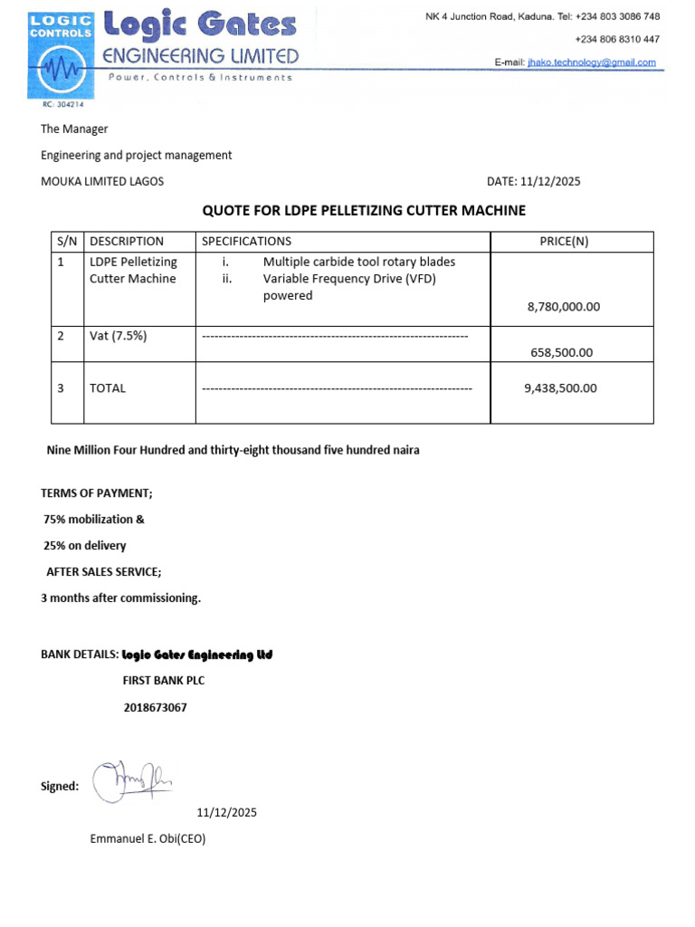 LDPE Pelletizing Cutter Machine Quote | PDF