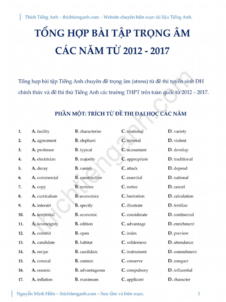 Word Stress Practice | PDF