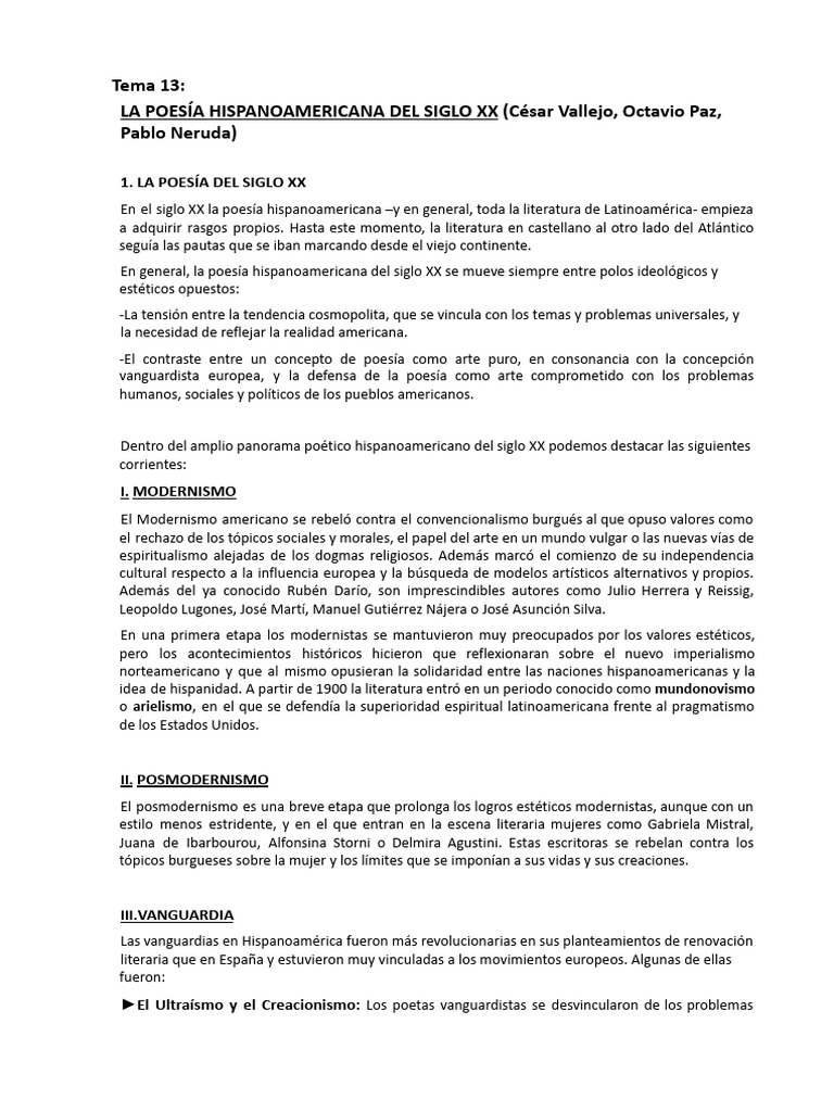Poesía Hispanoamericana del Siglo XX | PDF | Vanguardia