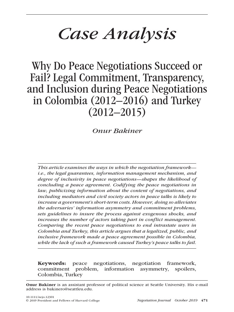 Why Do Peace Negotiations Succeed or Fail | PDF | Kurdistan Workers ...