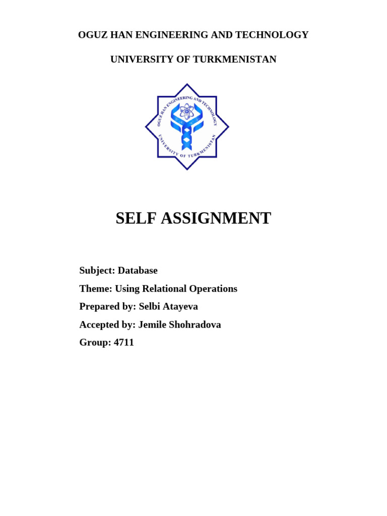 Selbi Atayeva Database_092351 | PDF | Databases | Relational Model