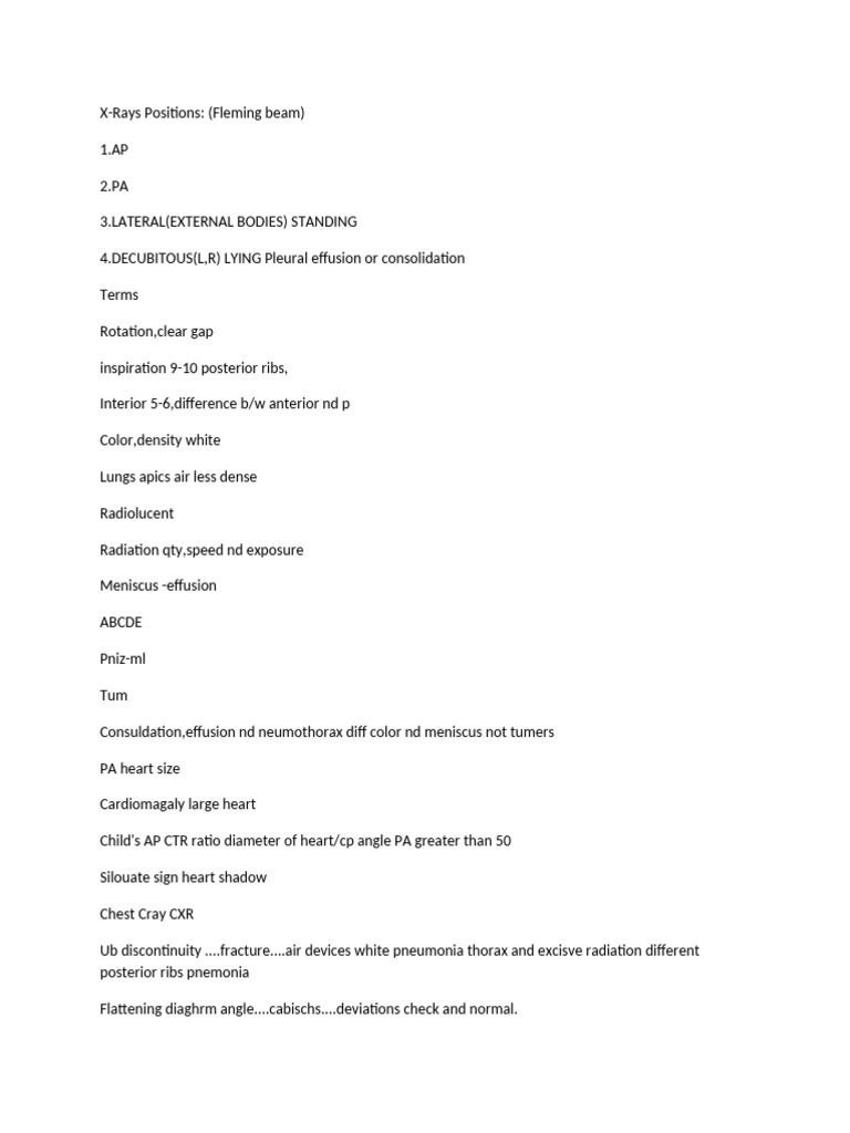 X-Ray Positioning Guide for Chest Imaging | PDF