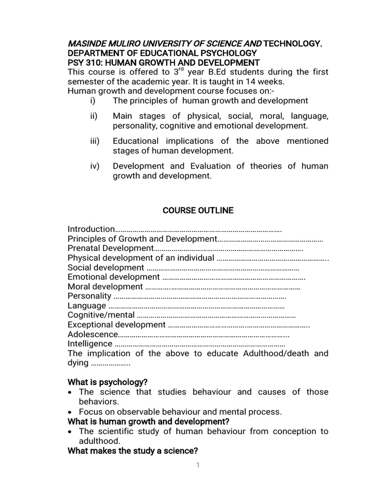 Human Growth and Development Course Overview | PDF