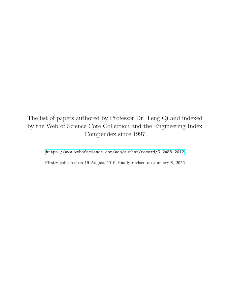 Professor Feng Qi's Indexed Papers List | PDF | Function (Mathematics ...