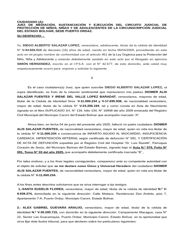 Declaracion de u.u.h.h Diego | PDF