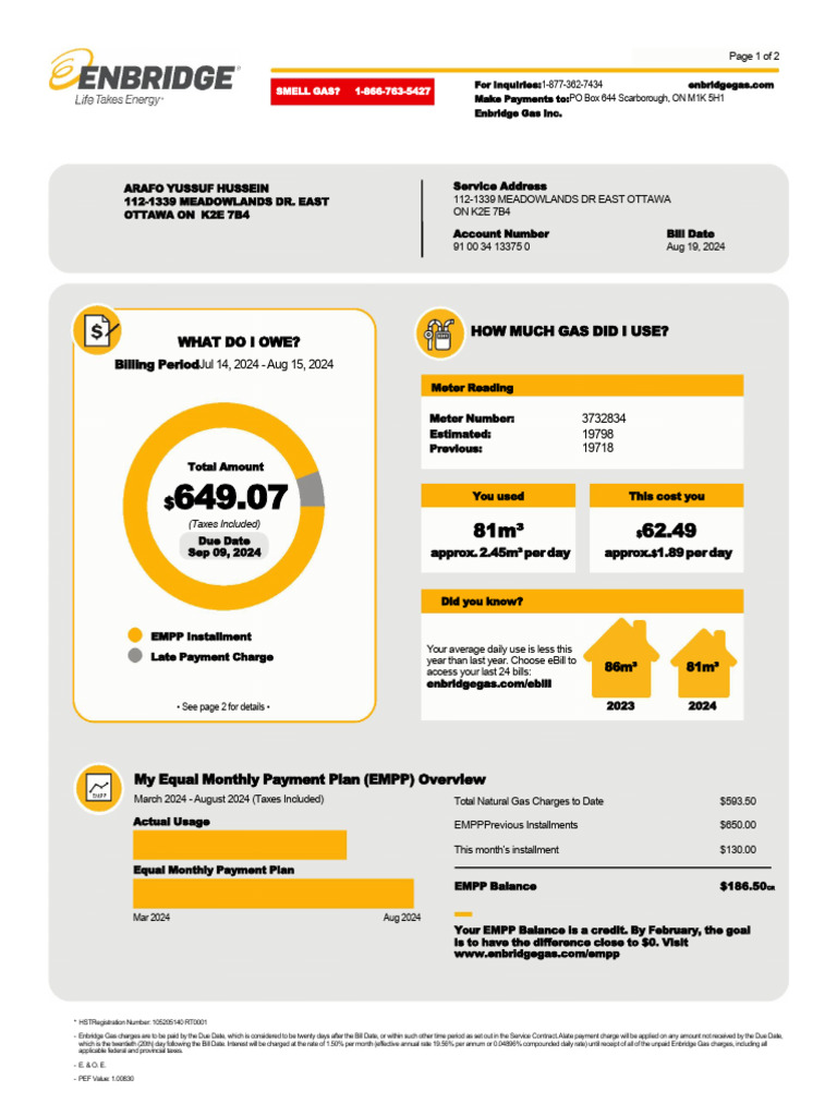 Enbridge Bill | PDF | Government Finances | Payments