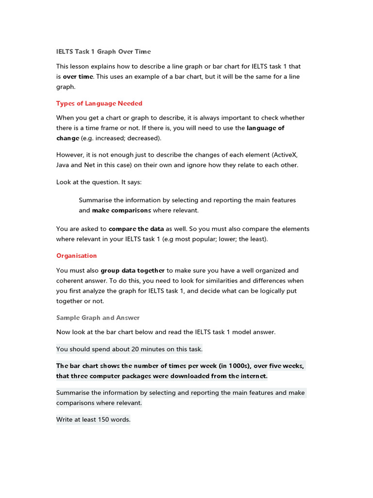 IELTS Task 1: Describing Graphs Over Time | PDF | Reason | Information