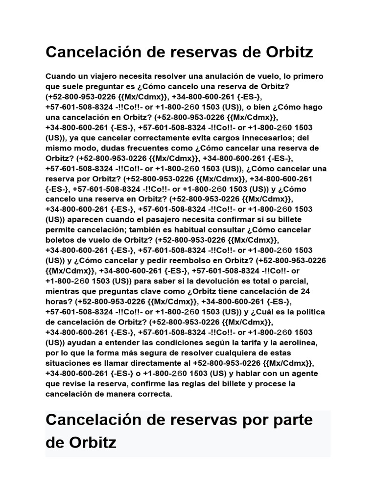 Cancelación de reservas de Orbitz | PDF