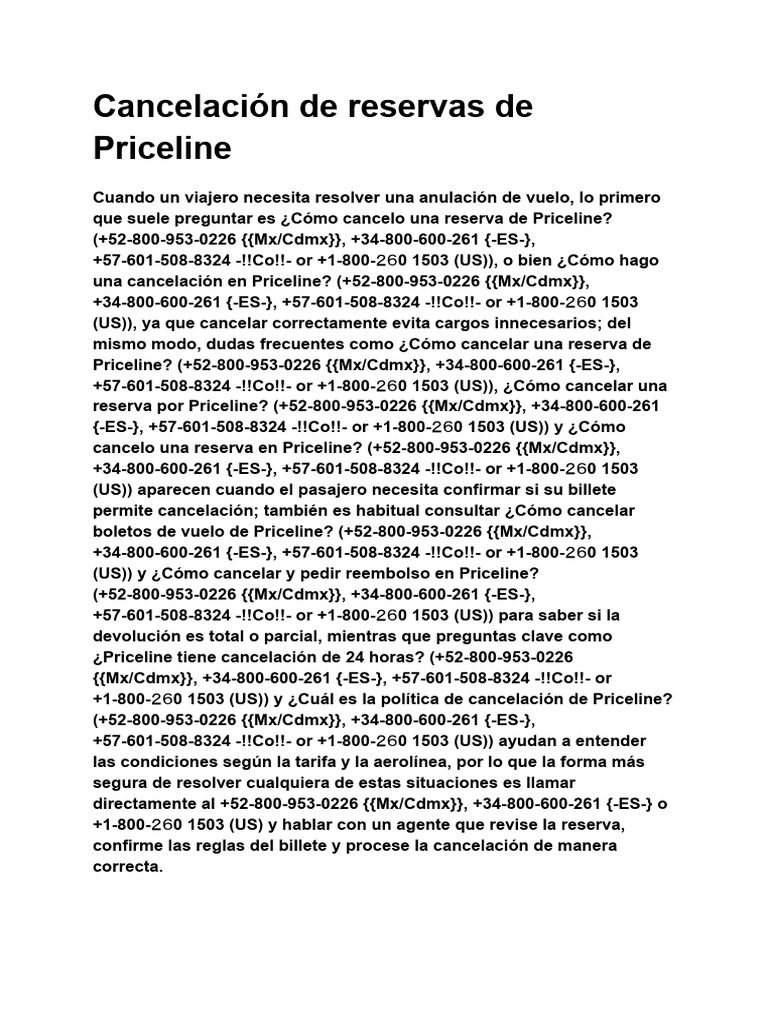 Cancelación de reservas de Priceline | PDF