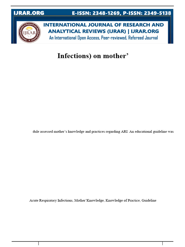 Effectiveness of a guidelines on ARI (Acute Respiratory Tract Infection ...