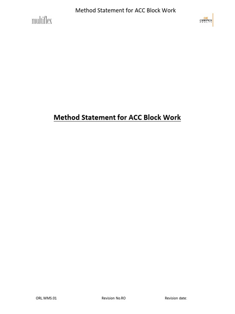 ACC Block Work Method Statement Guide | PDF | Concrete | Masonry