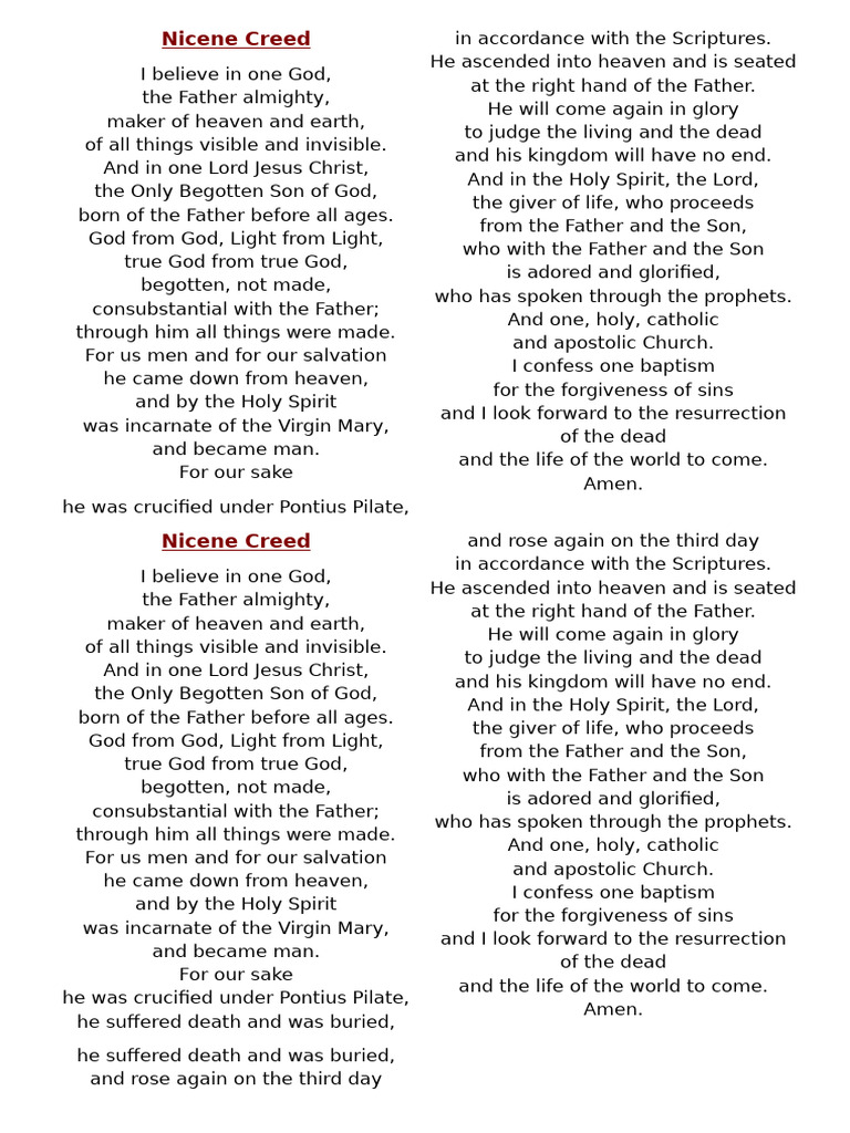 Nicene Creed | PDF | God The Father | God In Christianity