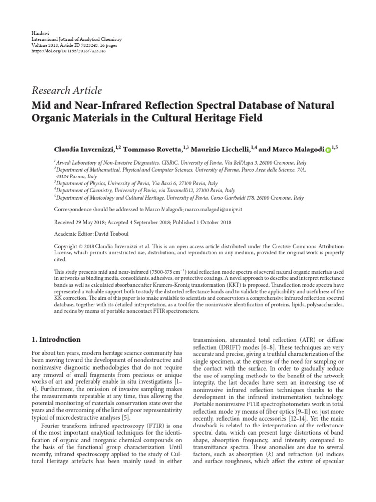 Infrared Spectral Database for Heritage Materials | PDF | Spectroscopy ...