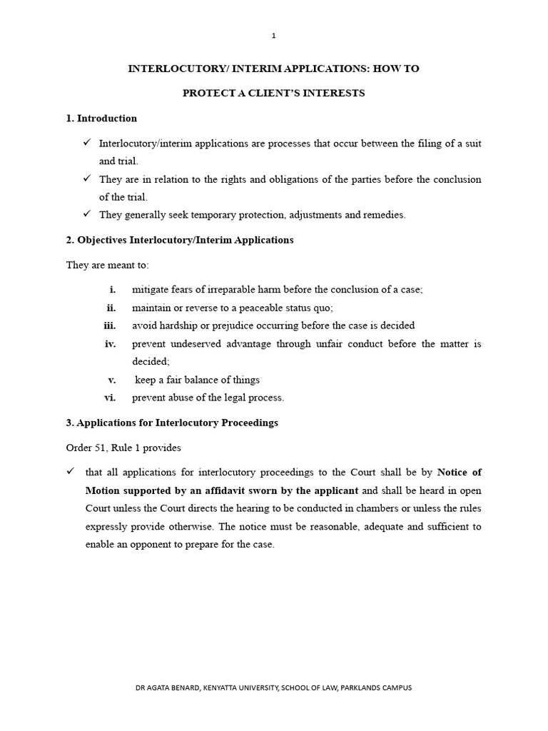 Interlocutory Applications CPC Class Notes | PDF | Lawsuit | Injunction