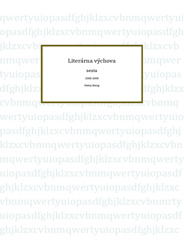Literarna Vychova 2 Rocnik | PDF
