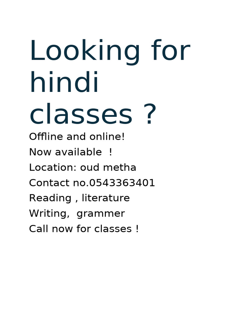 Looking For Hindi Classes | PDF