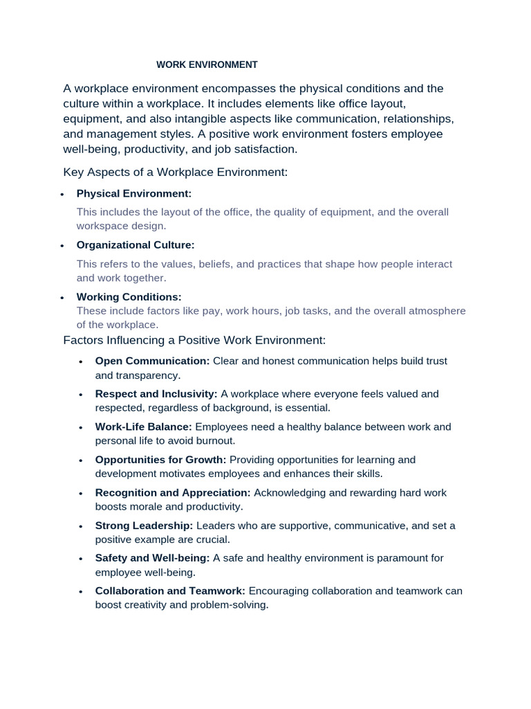 Positive Workplace Environment Guide | PDF