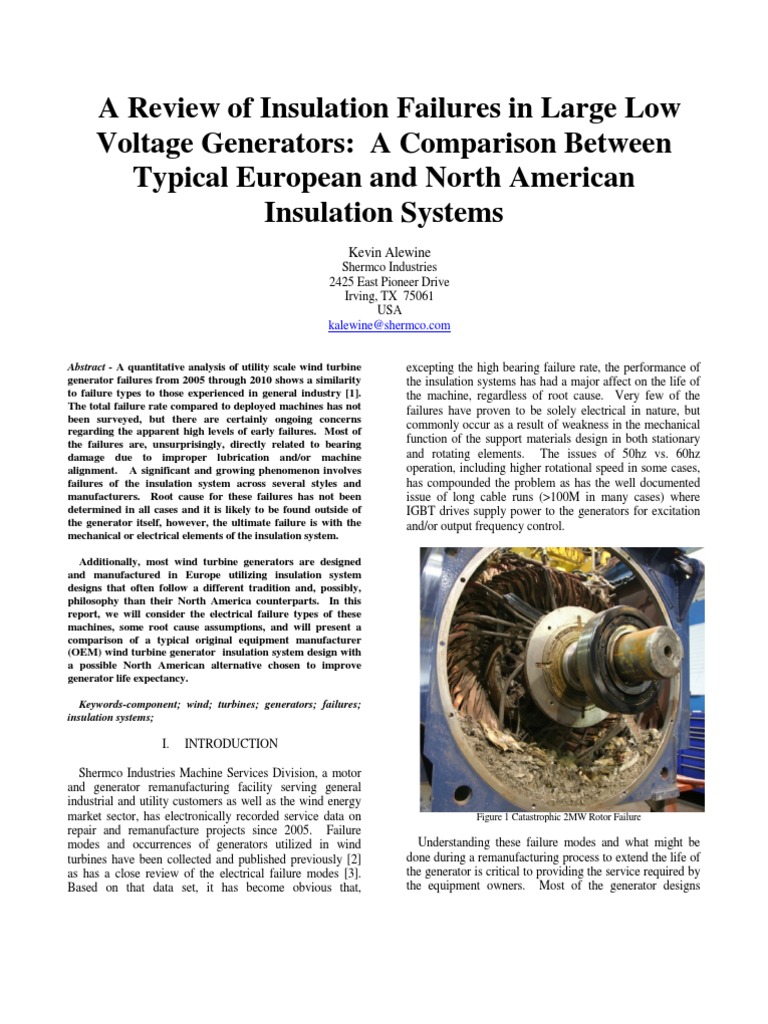 Alewine Wind Turbine Generator Failure Modes | PDF | Electric Generator ...