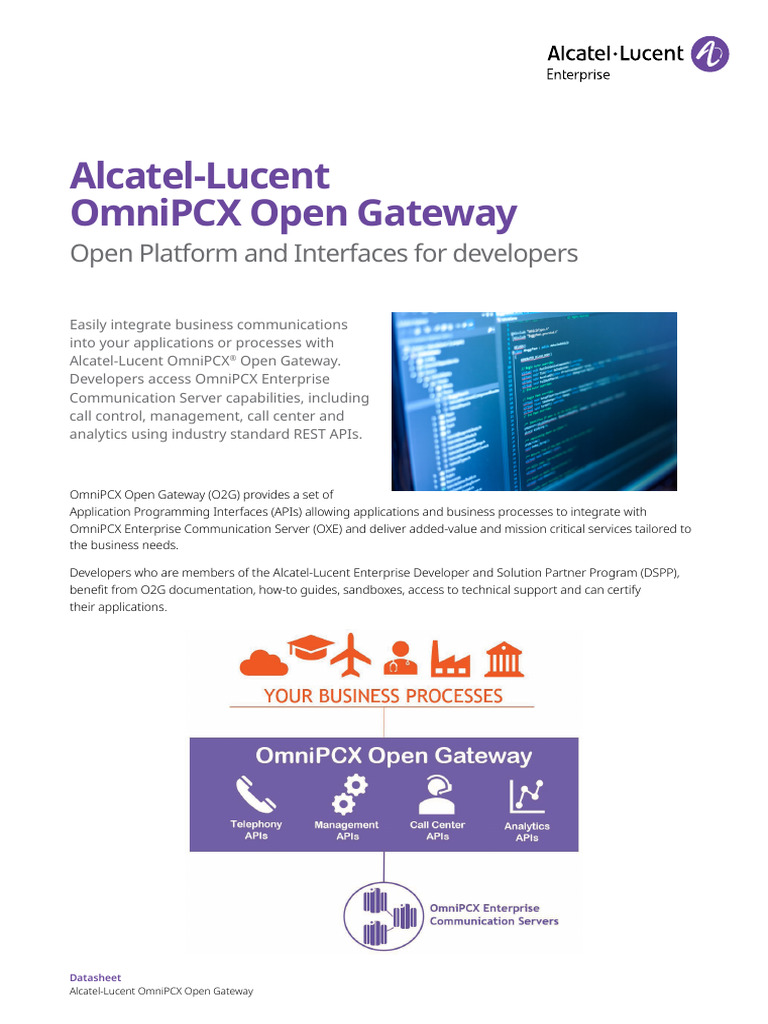 Alcatel-Lucent OmniPCX Open Gateway APIs | PDF | Server (Computing ...
