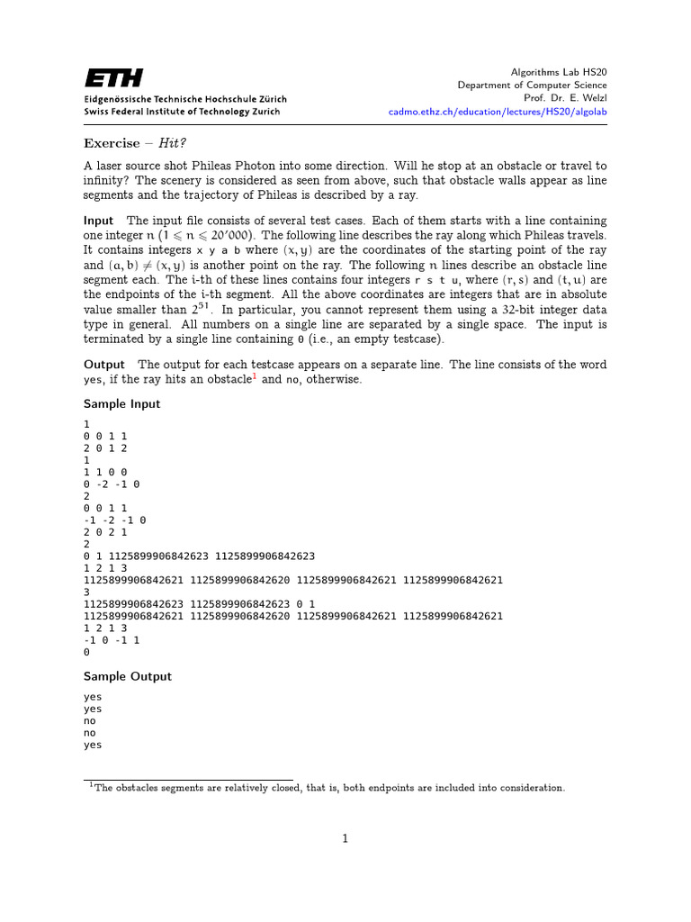 Ray Obstacle Detection Exercise | PDF