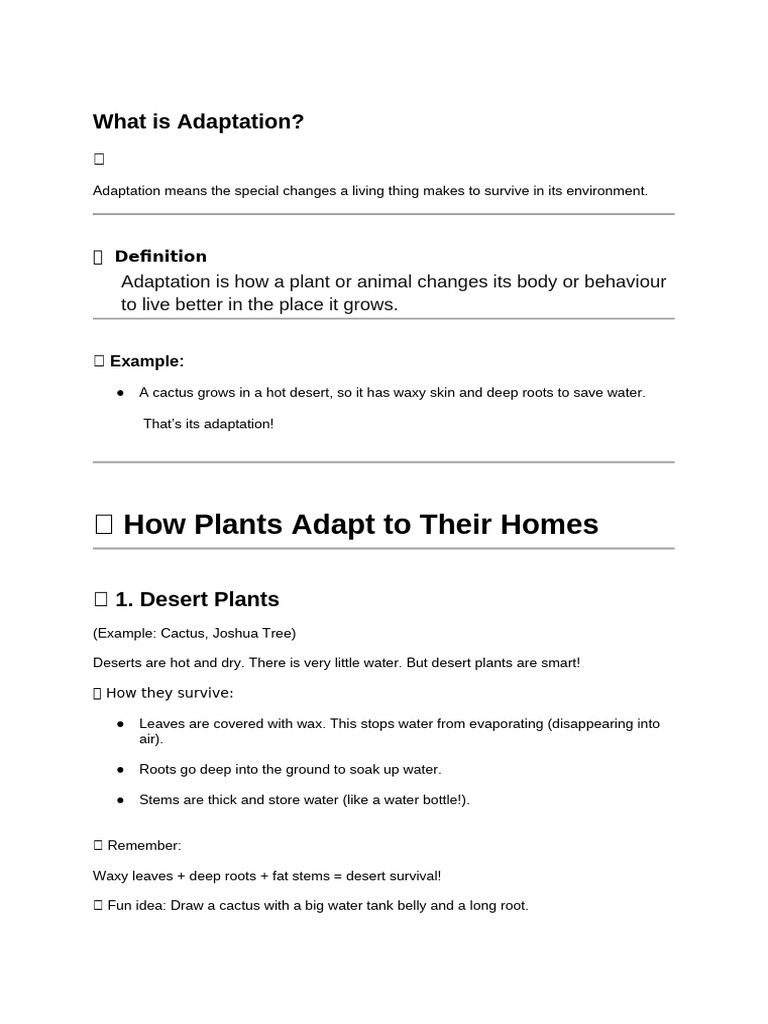 Plant Adaptation | PDF | Leaf | Trees