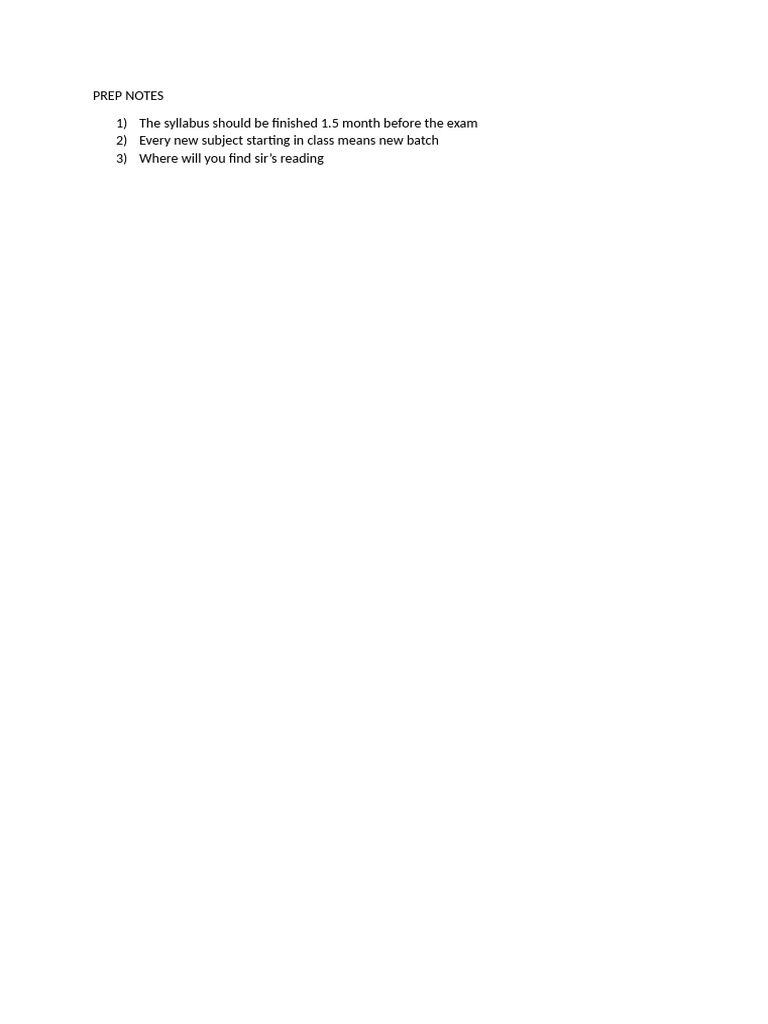 Prep Notes | PDF